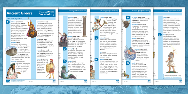 KS2 Ancient Greece Glossary of Useful Vocabulary